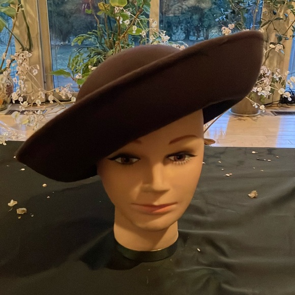 Accessories | Dark Brown Wool Felt Wide Brimmed Hat | Poshmark